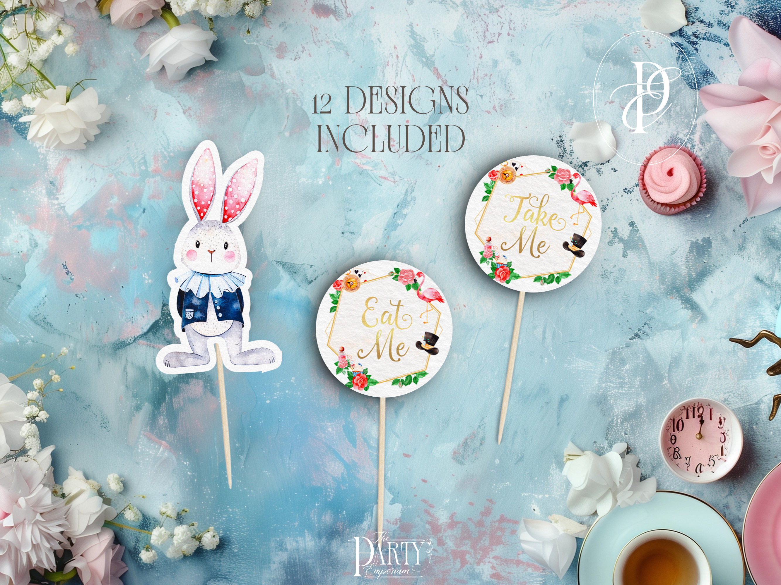 Alice in Wonderland Cupcake Toppers for Mad Hatter's Tea Party ...