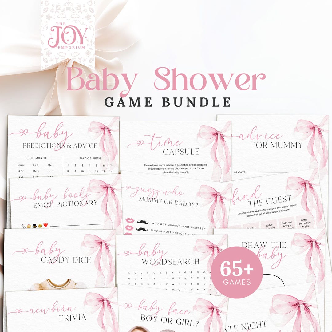 65+ Editable Pink Bow Baby Shower Games | Instant Download | Fun ...