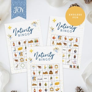 Nativity Bingo Game | 50 Printable Cards | Christmas Nativity Cards ...