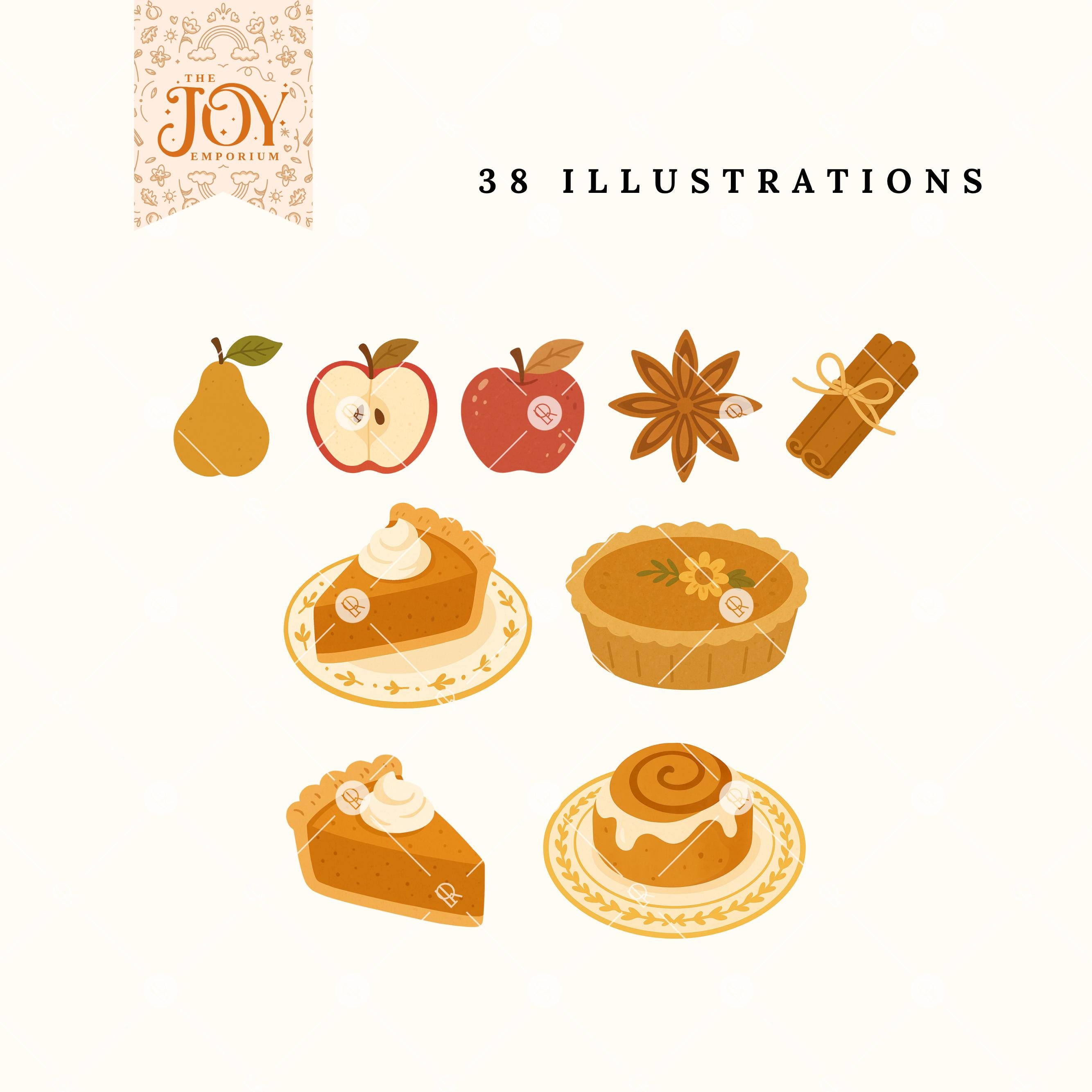 Thanksgiving Feast Clipart, Autumn Dinner Illustrations, Digital ...