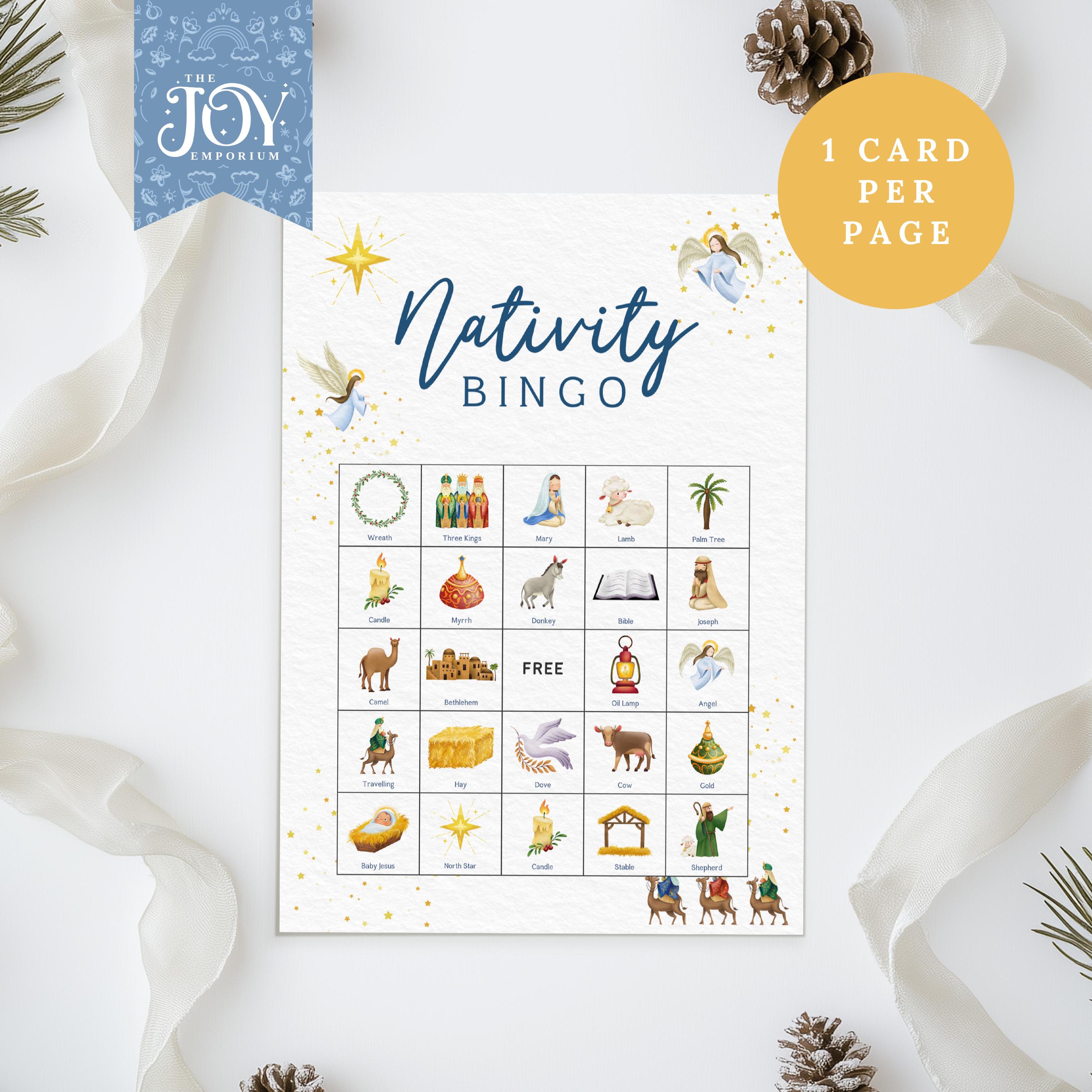 Nativity Bingo Game | 50 Printable Cards | Christmas Nativity Cards ...