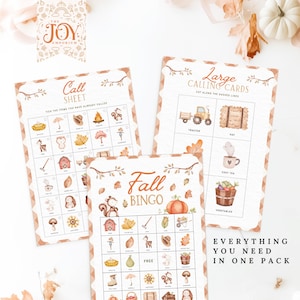 Fall Bingo Game, Printable Autumn Bingo Cards, Kids Fun Activity ...