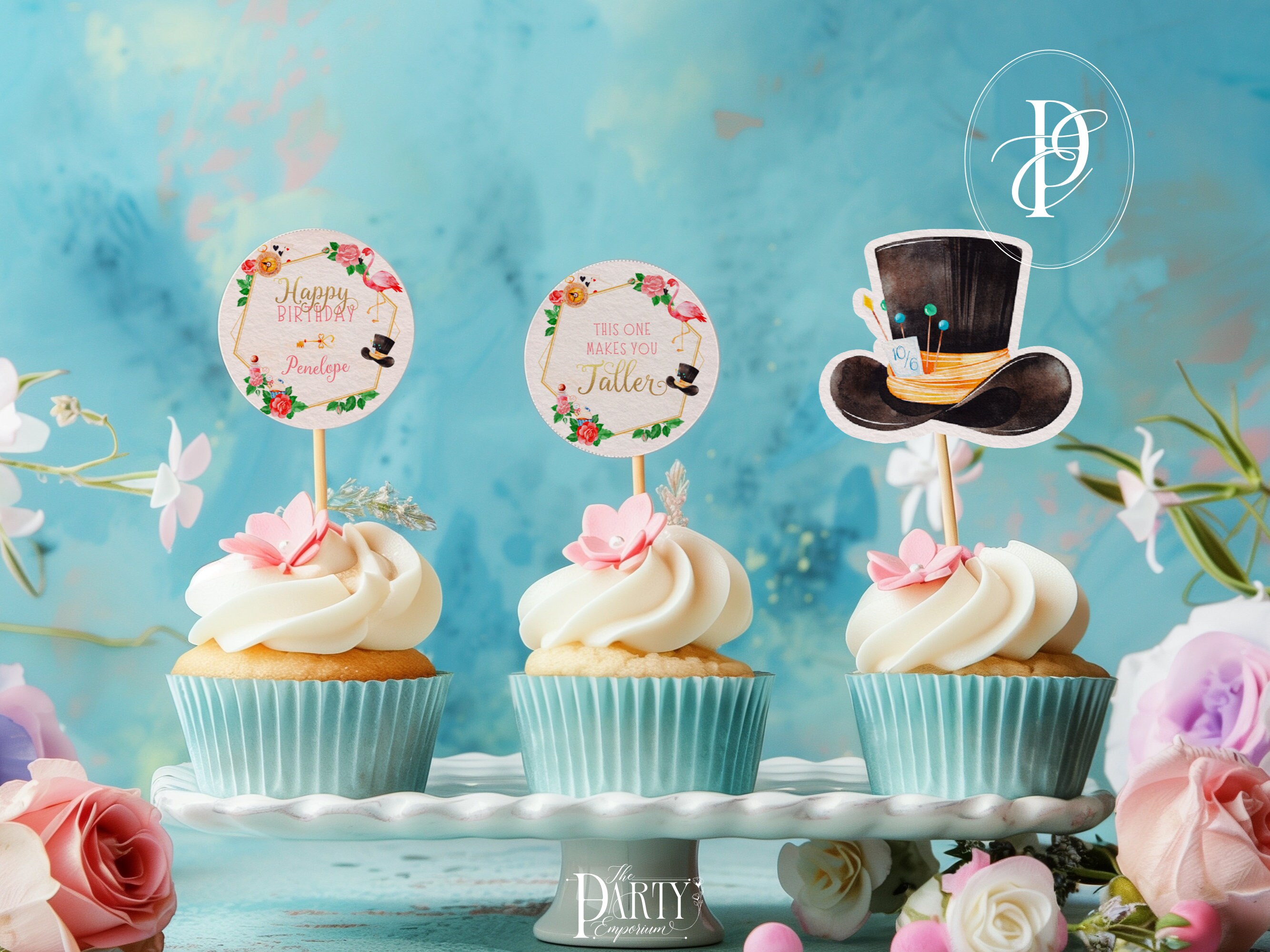Alice in Wonderland Cupcake Toppers for Mad Hatter's Tea Party ...