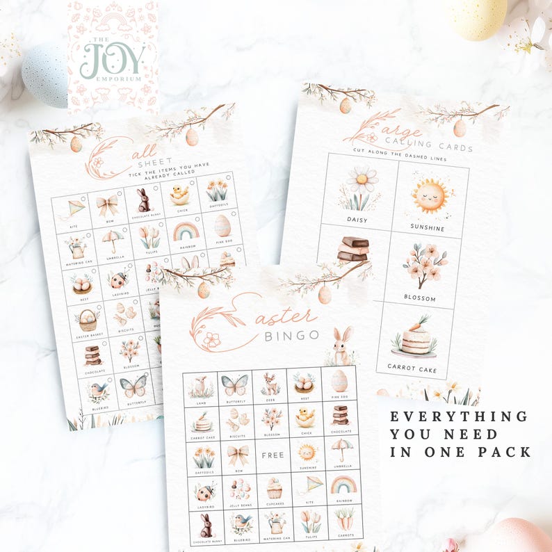 50 Easter Bingo Cards | Printable Easter Activity | Kids Party Game ...
