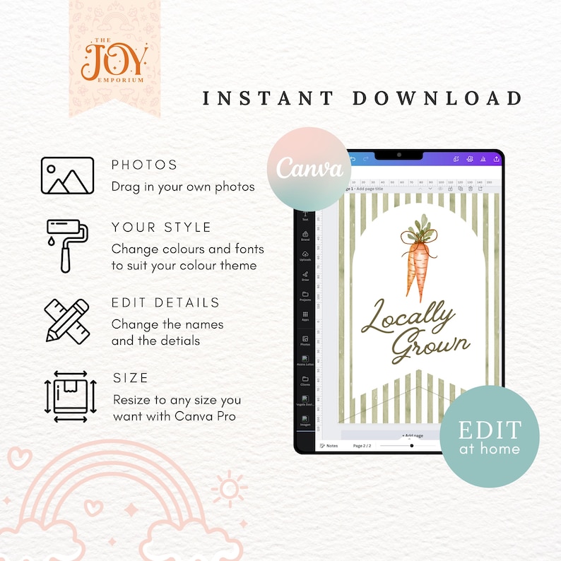 Locally Grown Baby Shower Sign Bundle: Editable Farm Market Printables ...