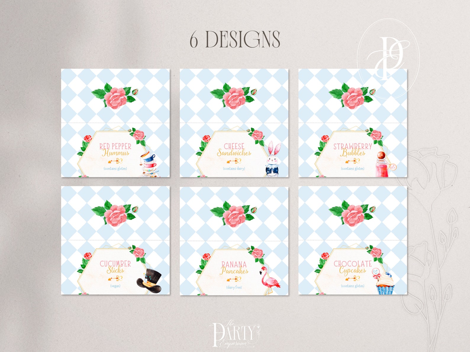 Alice in Wonderland Party Food Labels, Mad Hatter Eat Me Food Cards ...