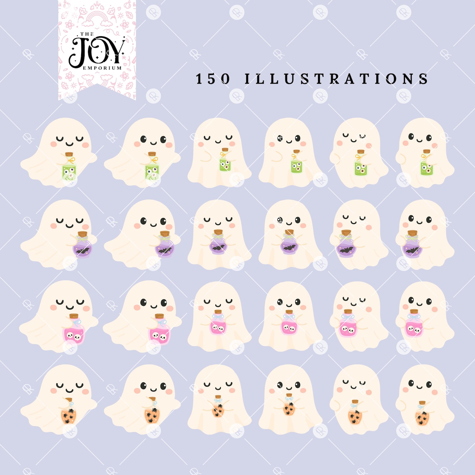Ghost Kawaii Clipart Bundle – Cute Halloween PNG Designs for ...