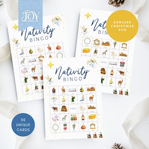 Nativity Bingo Game | 50 Printable Cards | Christmas Nativity Bingo ...