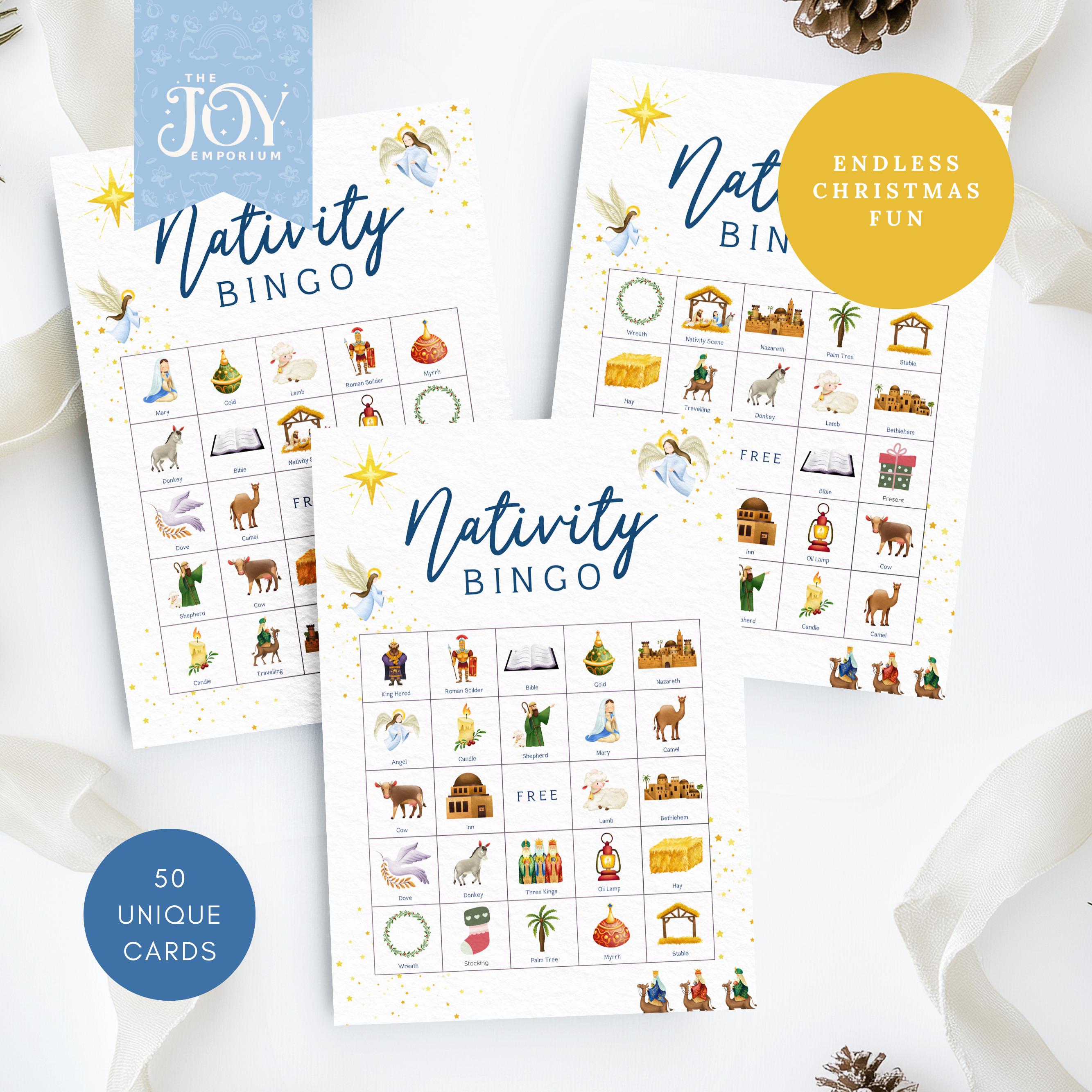 Nativity Bingo Game | 50 Printable Cards | Christmas Nativity Bingo ...
