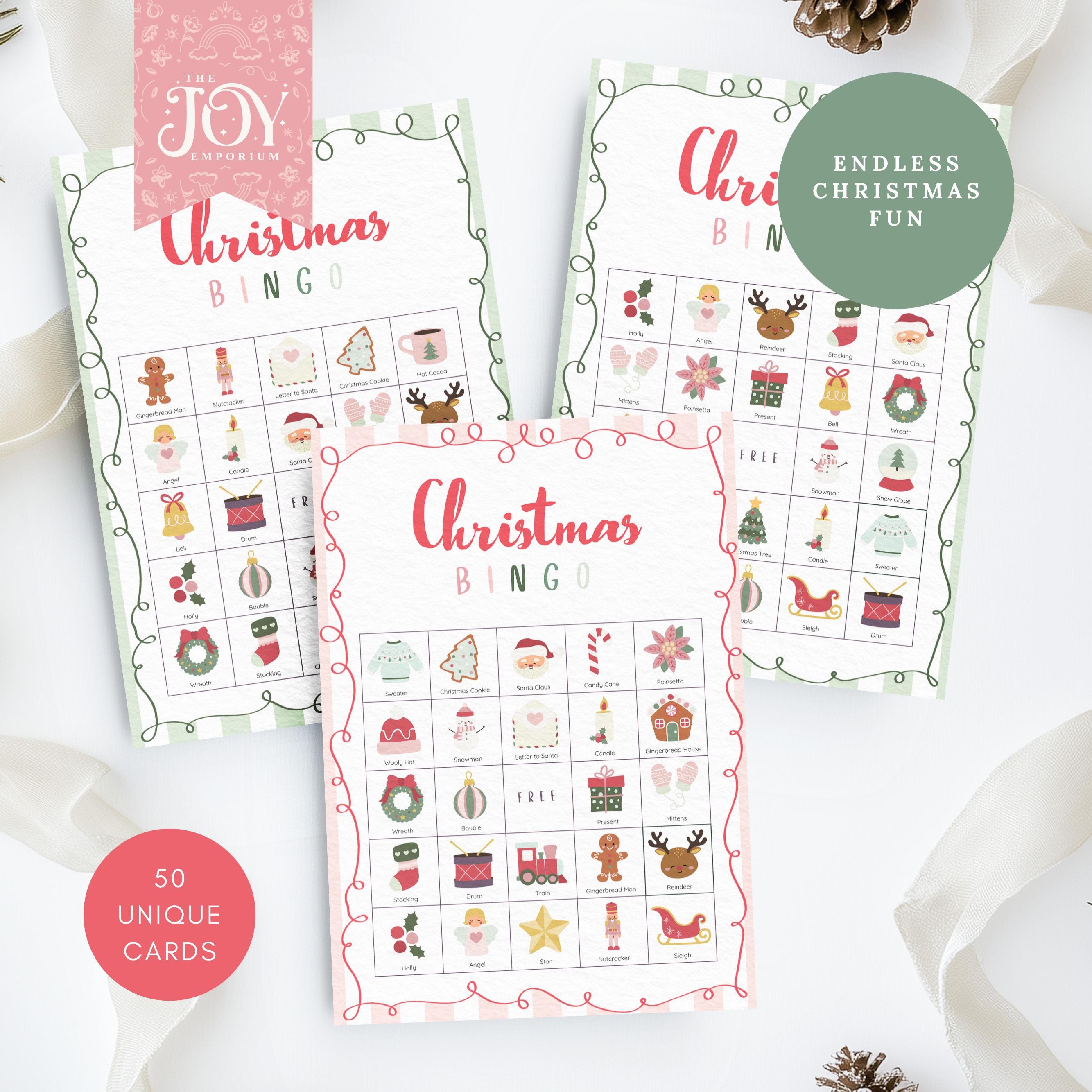 50 Christmas Bingo Cards | Printable Holiday Game | Perfect for Family ...