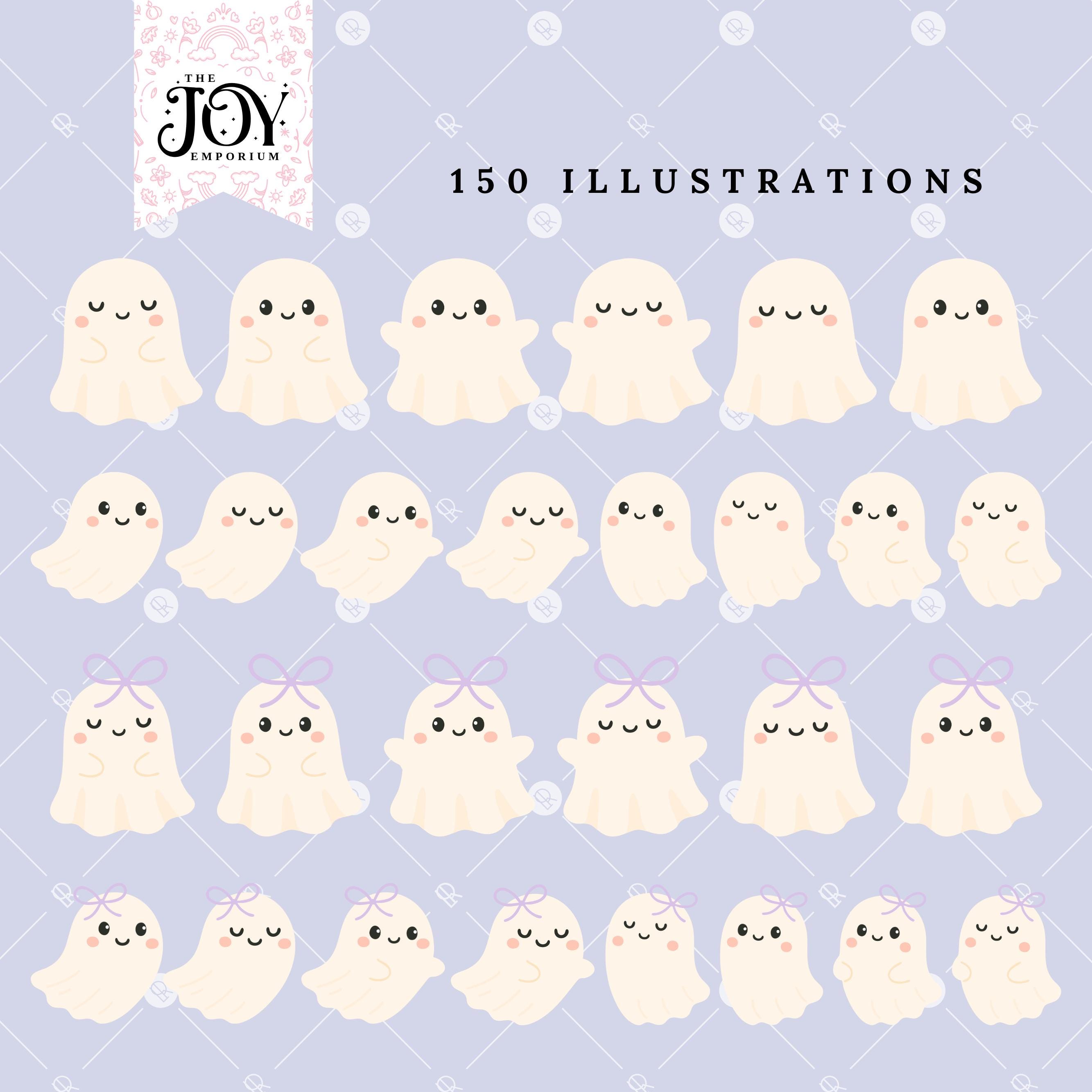 Ghost Kawaii Clipart Bundle – Cute Halloween PNG Designs for ...