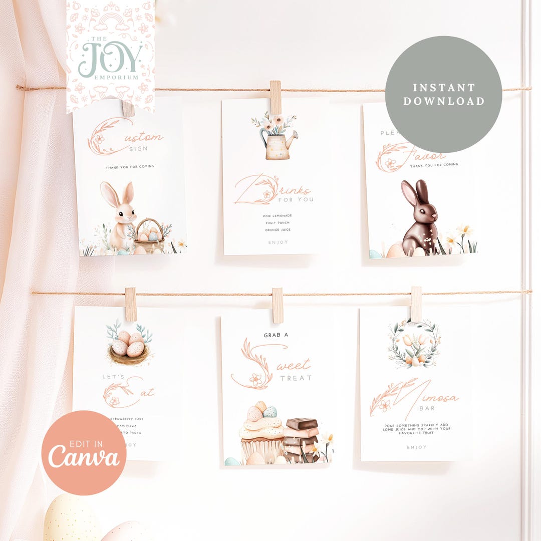 Easter Party Sign Bundle | Easter Buffet Signs | Printable Decor for ...