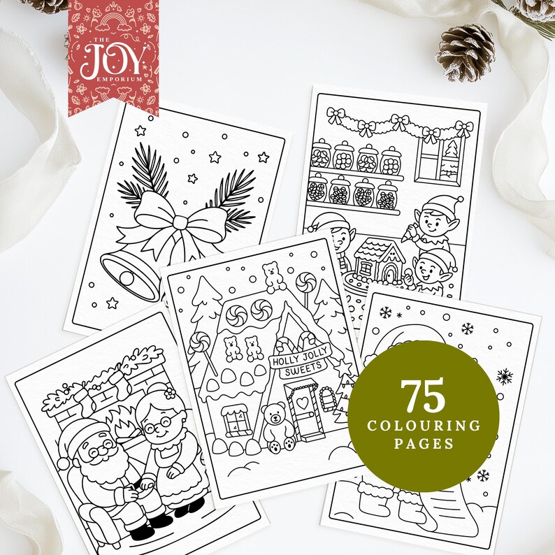 75 Christmas Coloring Sheets, Printable Kids Activity, Holiday Coloring ...