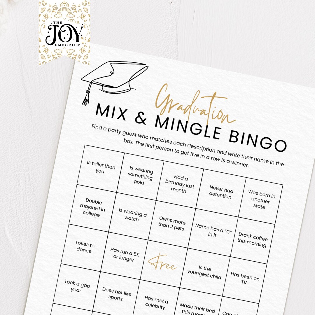 Graduation Bingo Game | Find the Guest Party Activity | Fun Grad Game ...