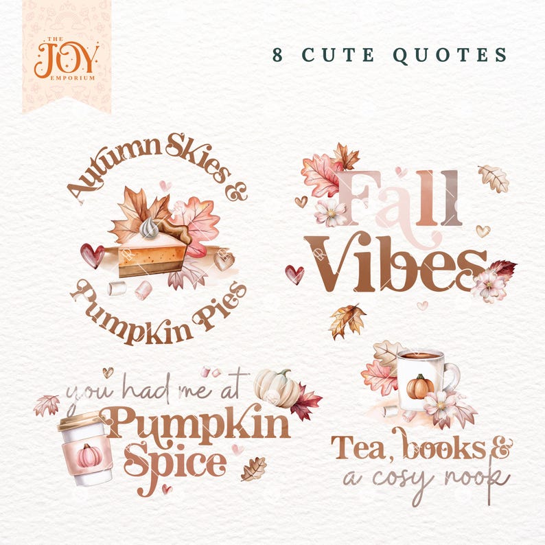 Cute Pumpkin Spice Clip Art | Autumn Clip Art | Watercolour Fall ...