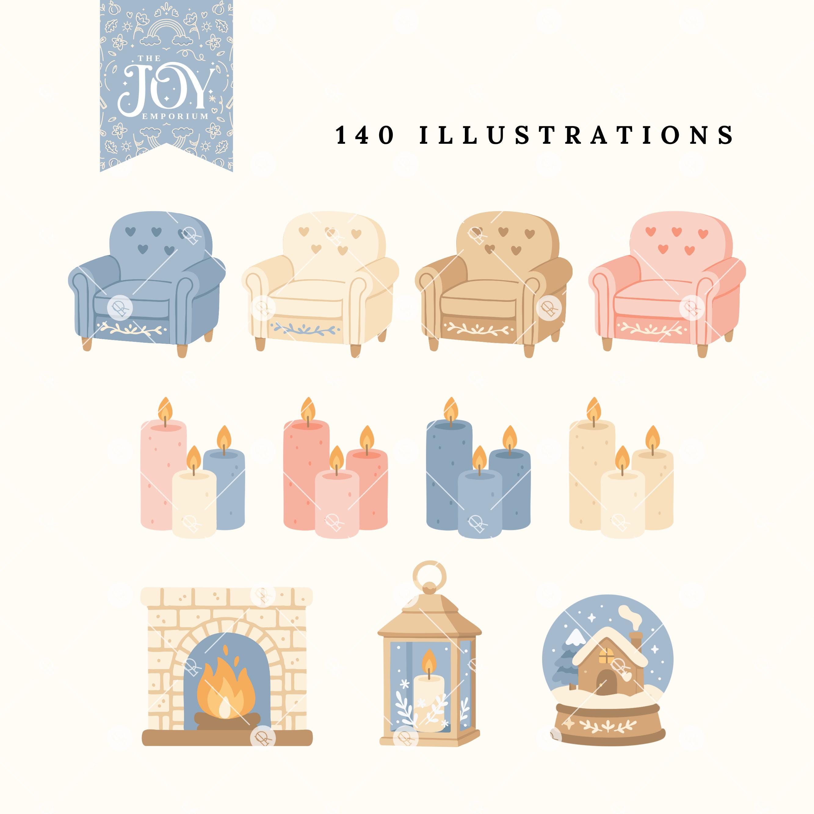 Cosy Winter Clipart, Digital Download PNG, Christmas Graphics, Seasonal ...