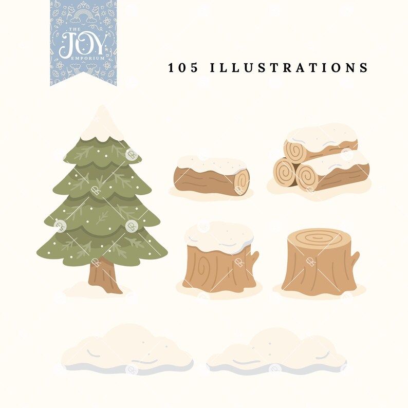 Winter Woodland Kawaii Clipart, Cute Animal PNG, Christmas Digital ...