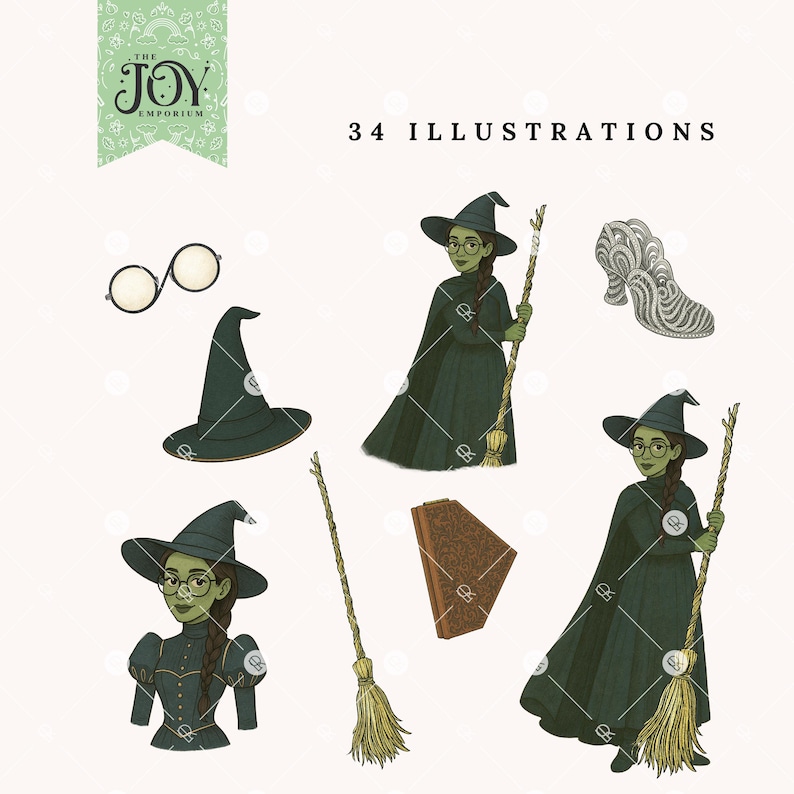 Wicked Clip Art Set: Elphaba, Glinda, Emerald City (digital Download ...