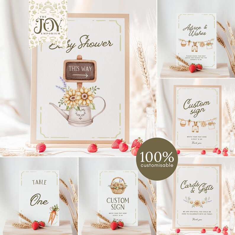 Locally Grown Baby Shower Sign Bundle: Editable Farm Market Printables ...
