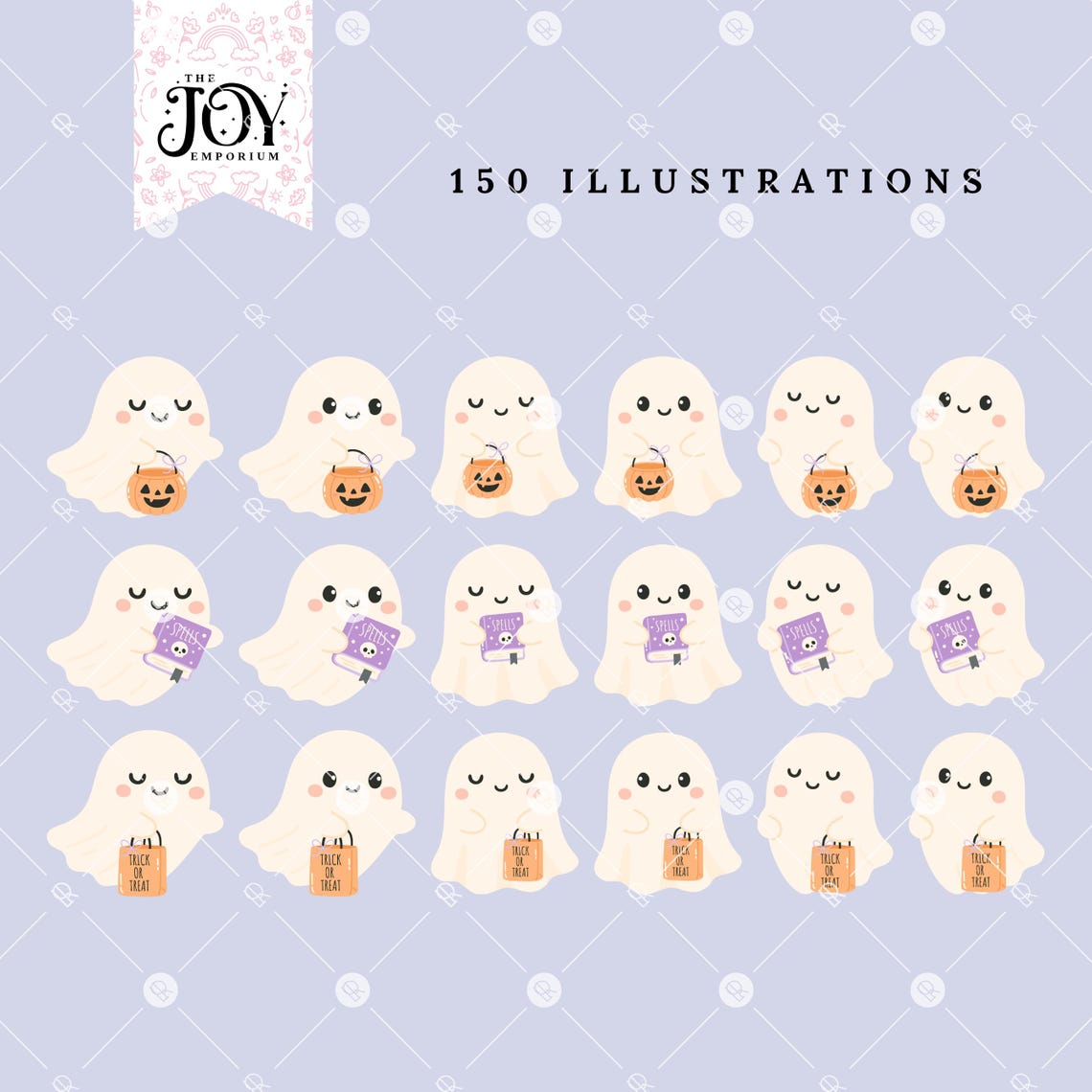 Ghost Kawaii Clipart Bundle – Cute Halloween PNG Designs for ...