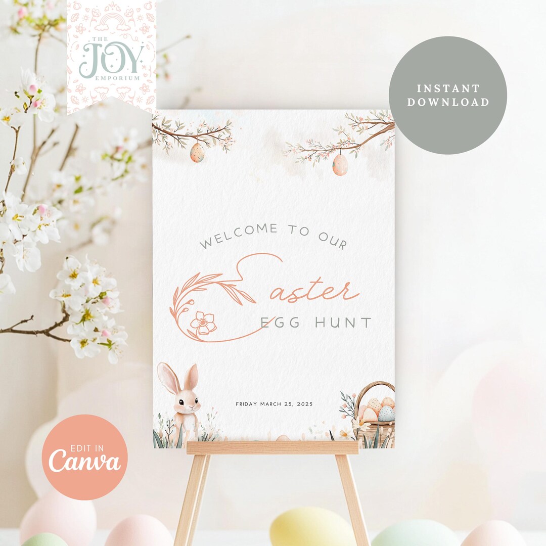 Easter Welcome Sign Printable | Bunny Decor | Spring Design | Digital ...