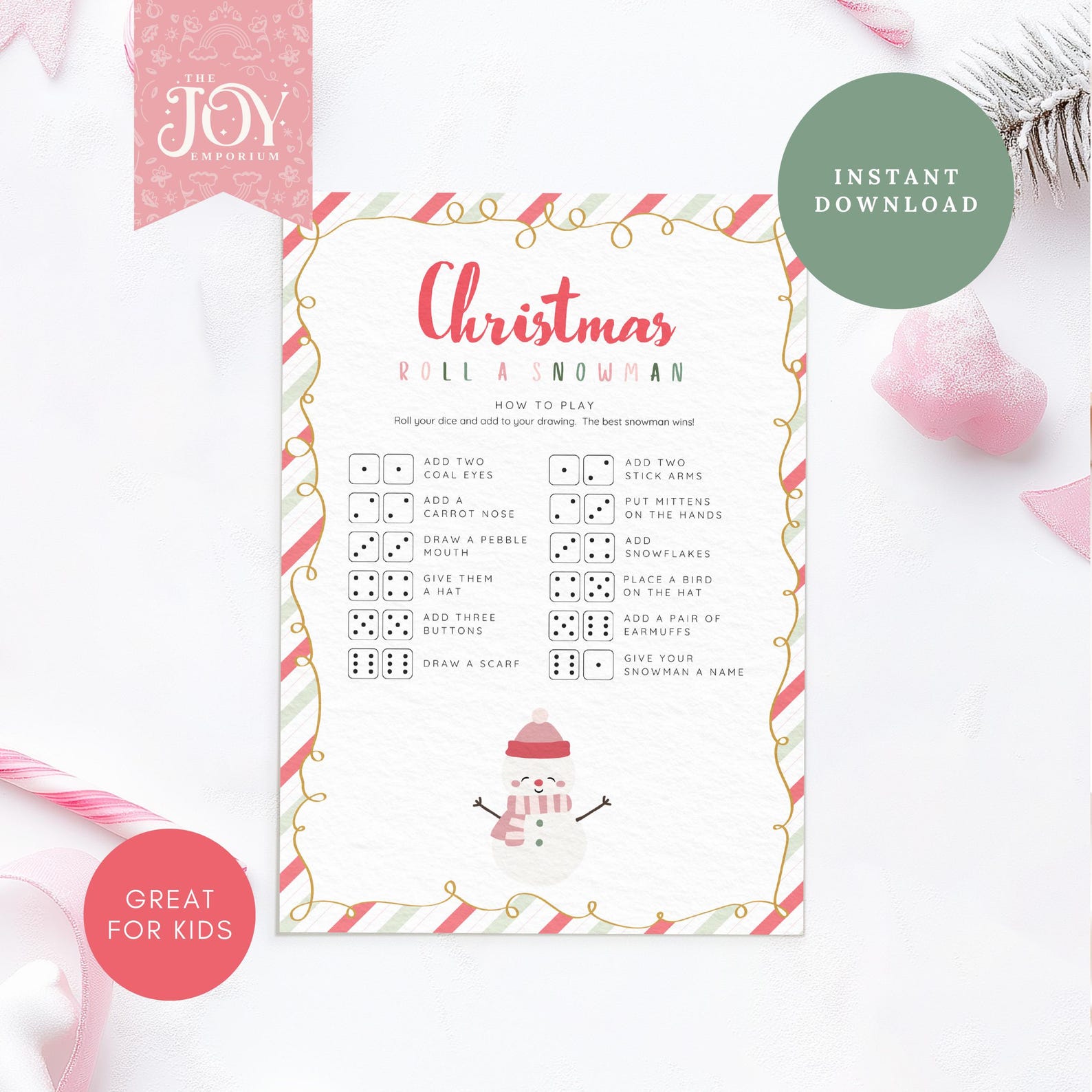 Christmas Roll A Snowman Game | Fun Family Game | Holiday Classroom ...