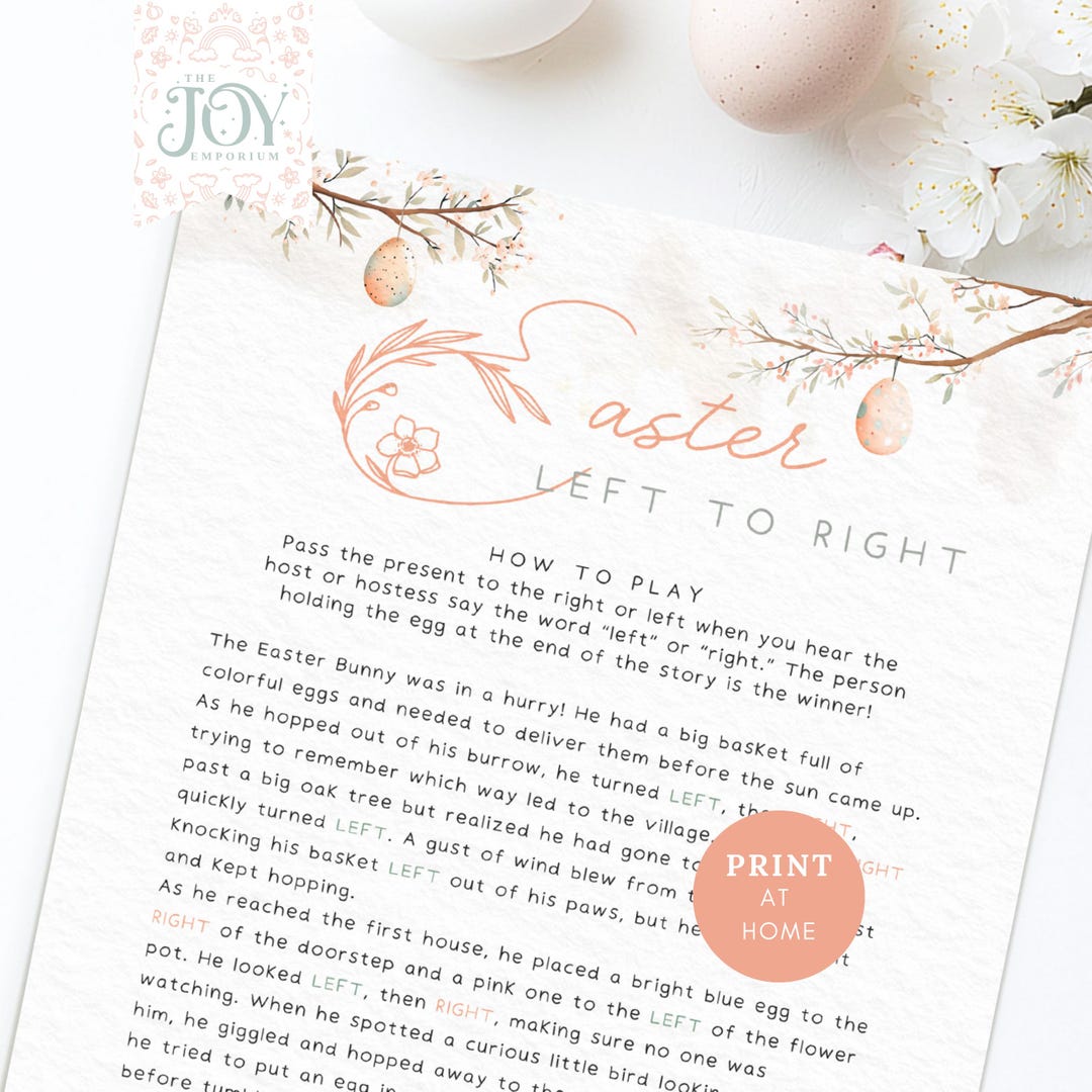 Left Right Game | Easter Family Games | Printable Pass the Gift Game ...