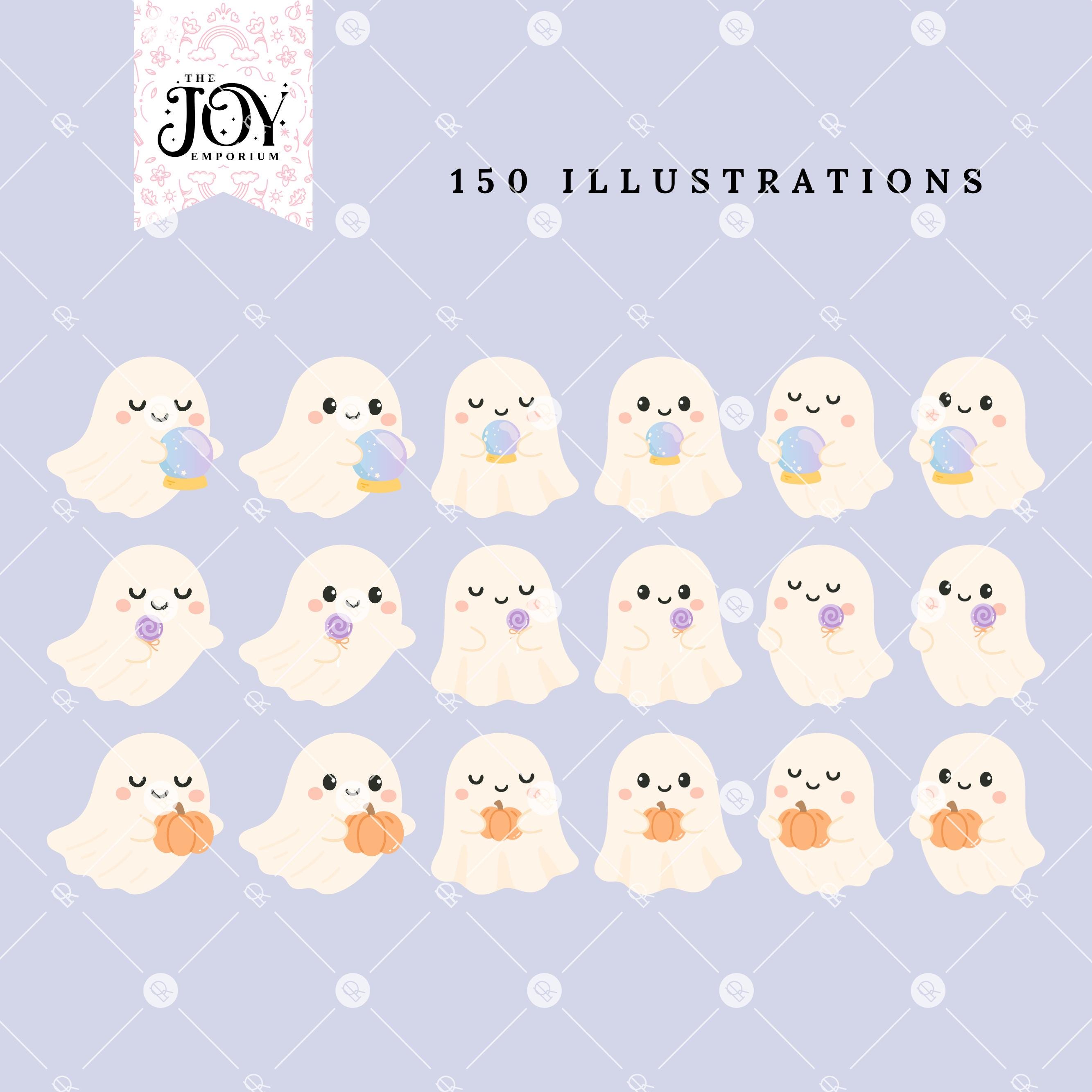 Ghost Kawaii Clipart Bundle – Cute Halloween PNG Designs for ...