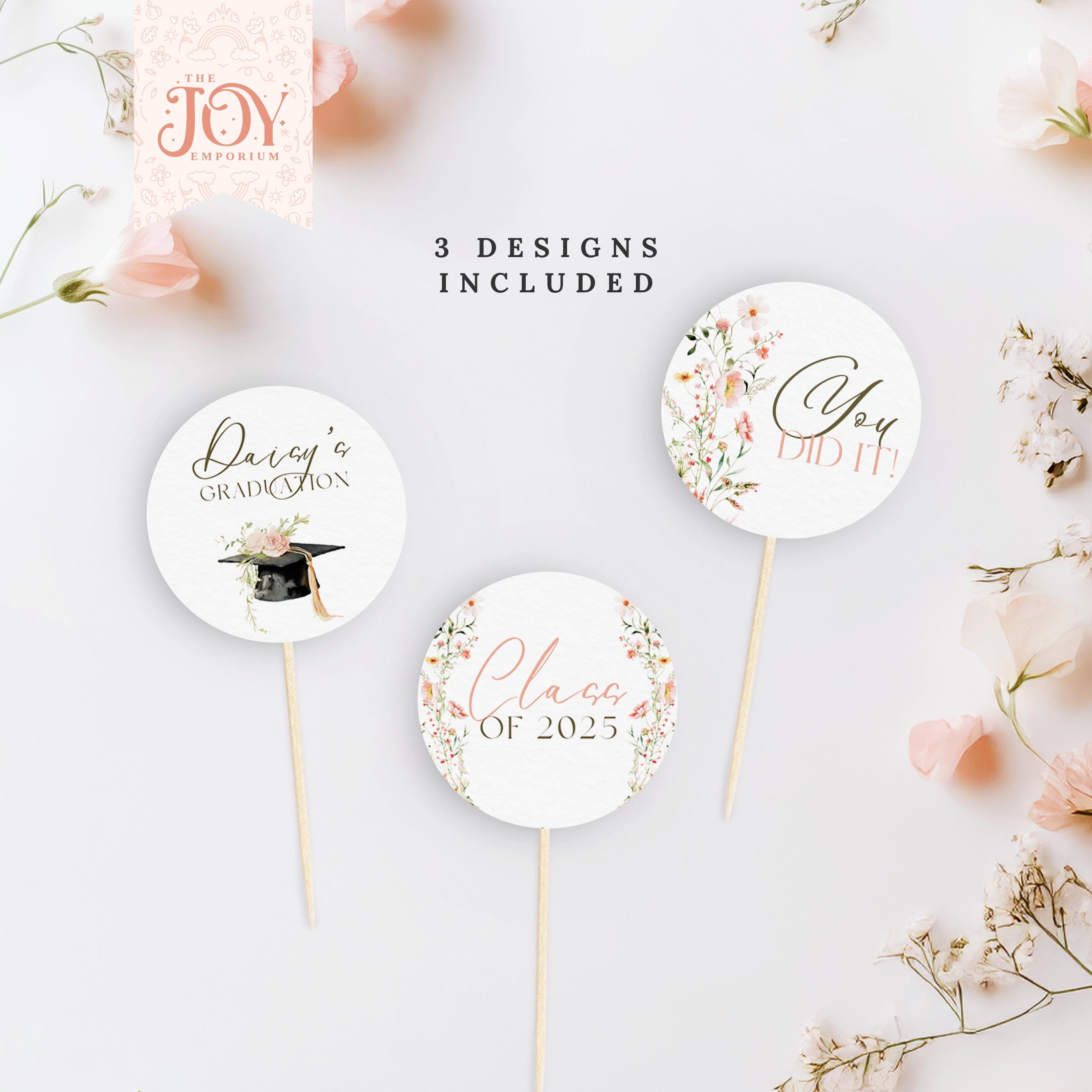 Wildflower Graduation Cupcake Toppers: Class of 2025 (digital Download ...