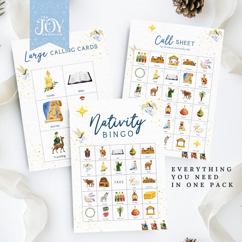 Nativity Bingo Game | 50 Printable Cards | Christmas Nativity Bingo ...
