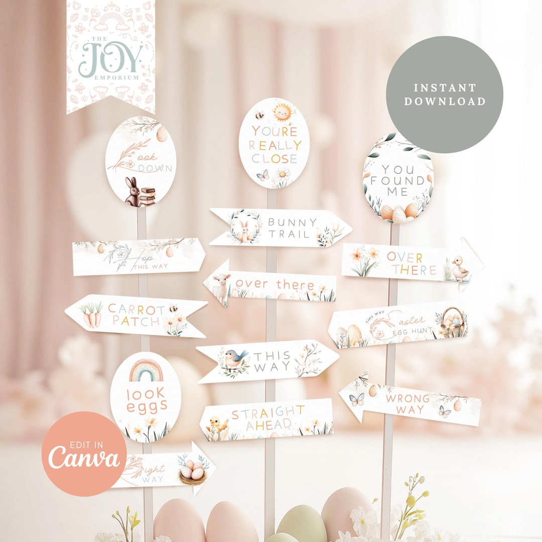 Easter Egg Hunt Directional Signs | Editable Easter Egg Hunt Signs ...