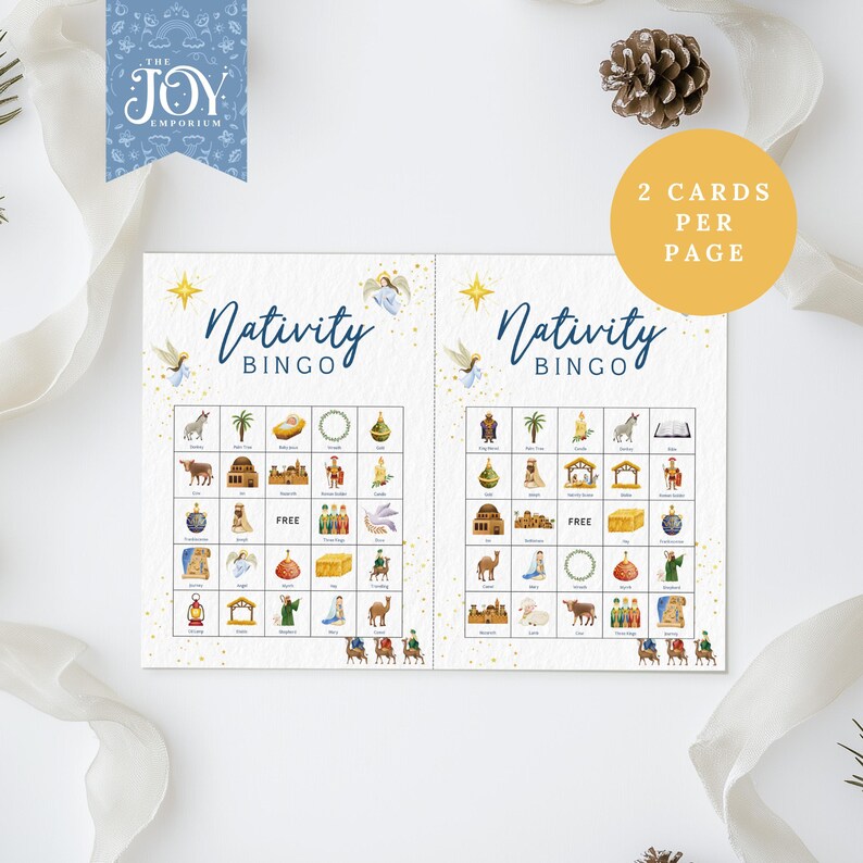 Nativity Bingo Game | 50 Printable Cards | Christmas Nativity Cards ...
