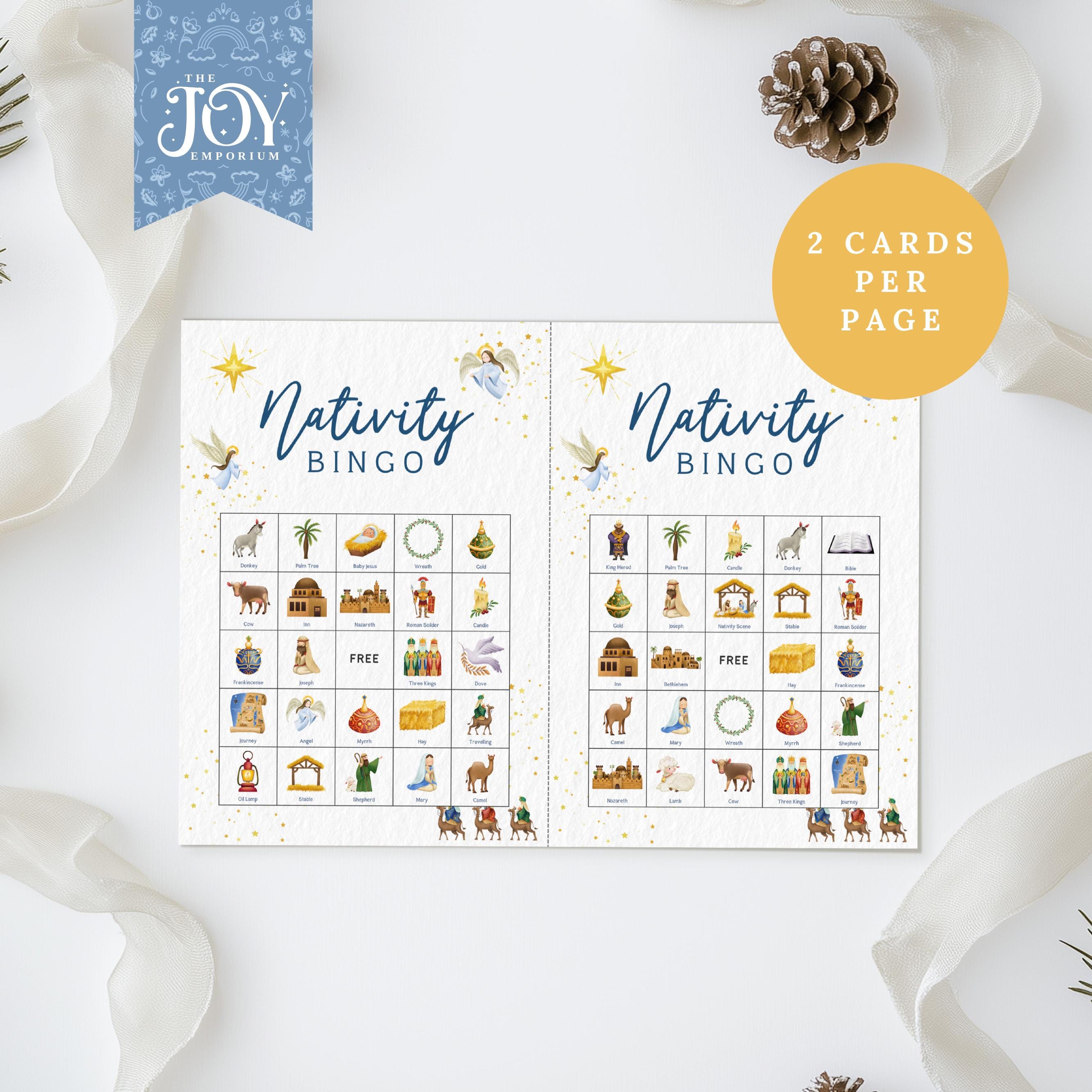 Nativity Bingo Game | 50 Printable Cards | Christmas Nativity Cards ...
