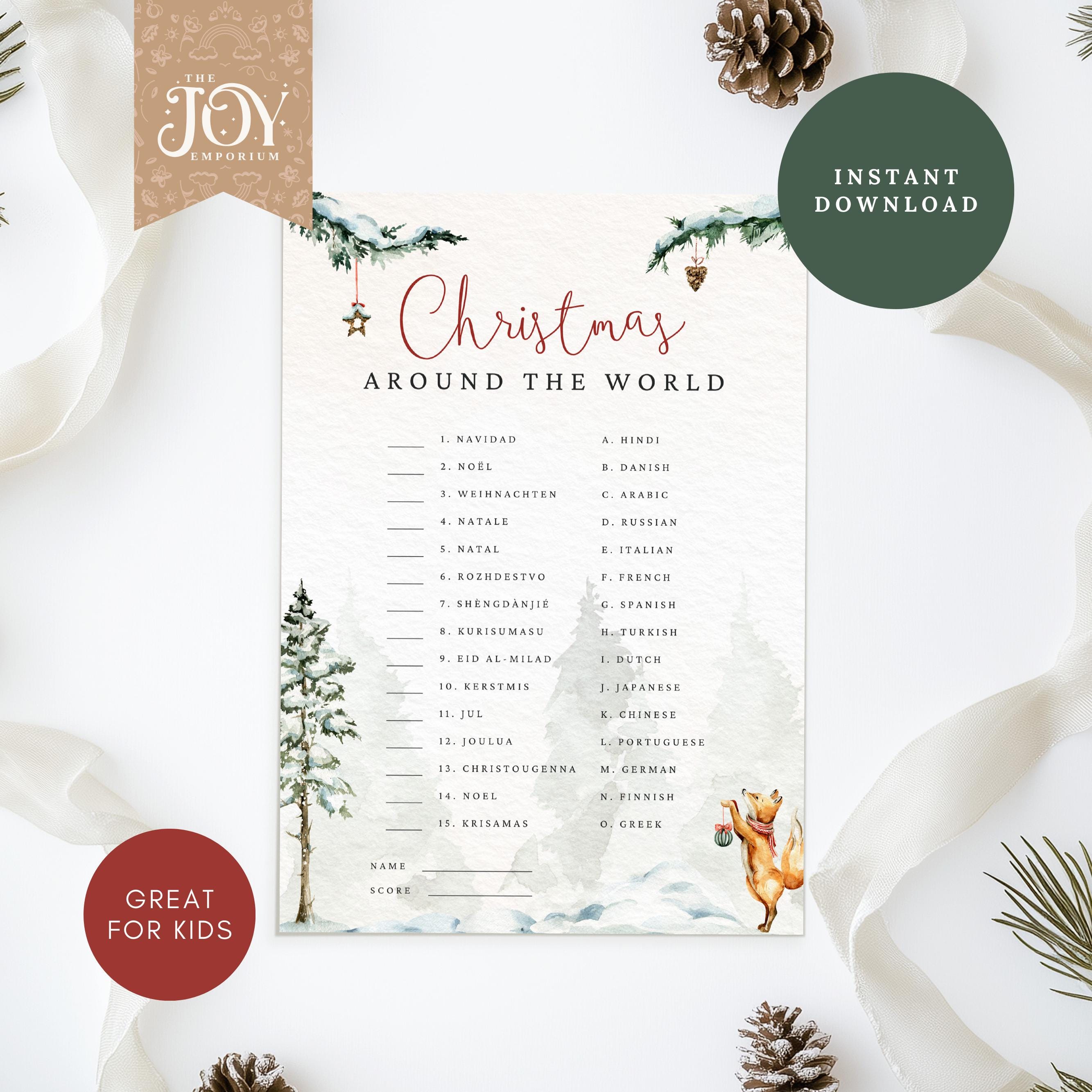 Christmas Around the World Game | Printable Holiday Party Game | Fun ...