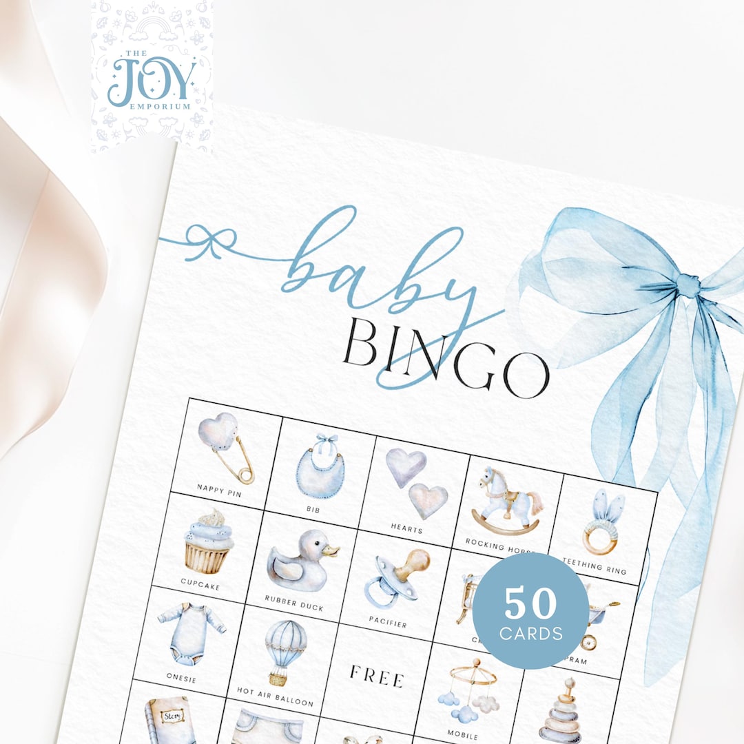 50 Baby Boy Bingo Cards | Printable Baby Shower Game | Instant Download ...