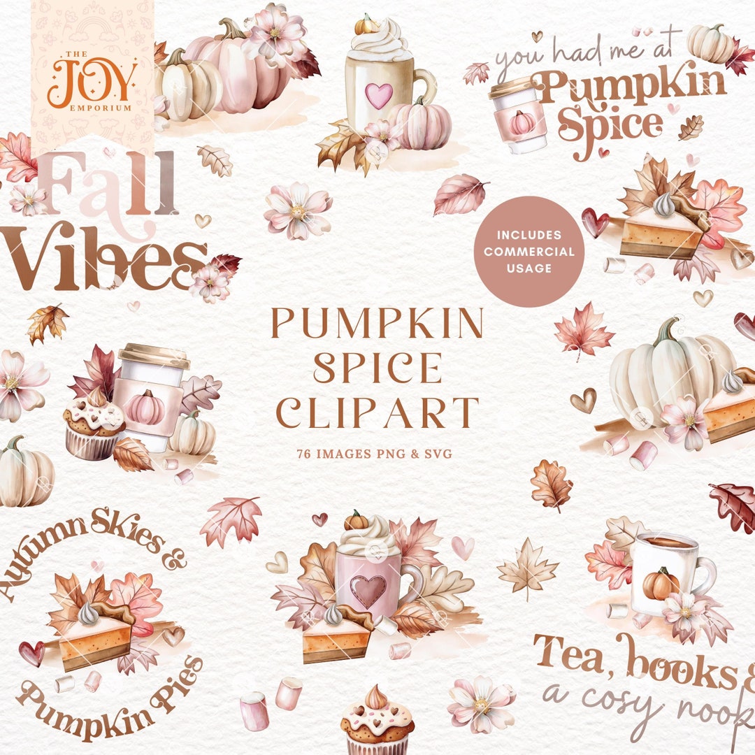 Cute Pumpkin Spice Clip Art | Autumn Clip Art | Watercolour Fall ...