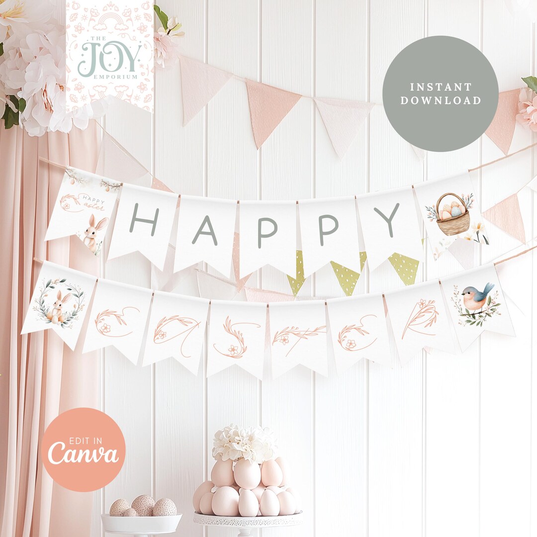 Easter Bunny Banner | Happy Easter Decor | Spring Celebration | Easter ...
