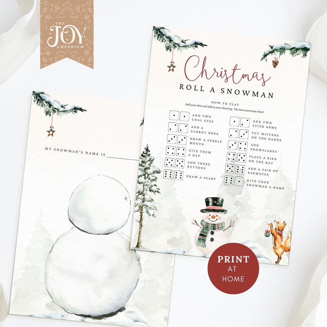 Printable Christmas Roll A Snowman Game | Fun Family Game | Holiday ...