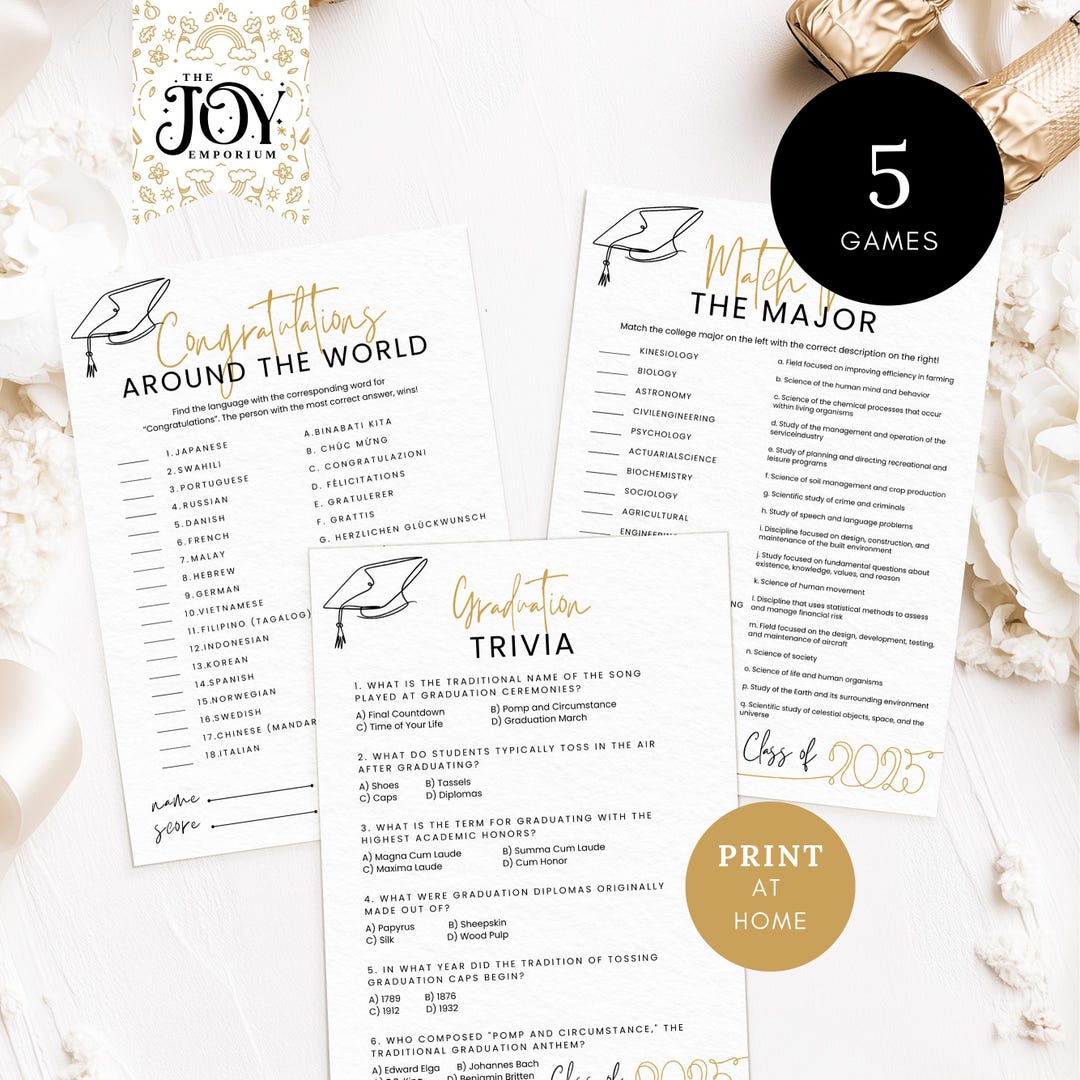 Graduation Trivia Game | Fun Printable Graduation Party Quiz | How Well ...