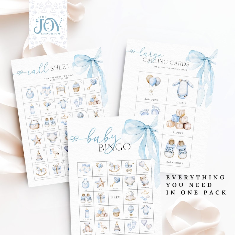 50 Baby Boy Bingo Cards | Printable Baby Shower Game | Instant Download ...