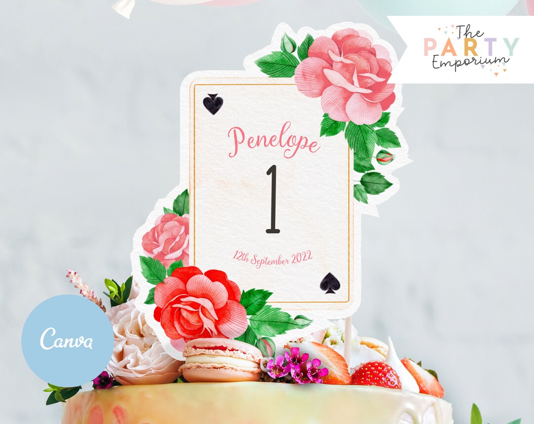 Alice in Wonderland Playing Card Cake Topper, Birthday Centrepiece, Mad ...