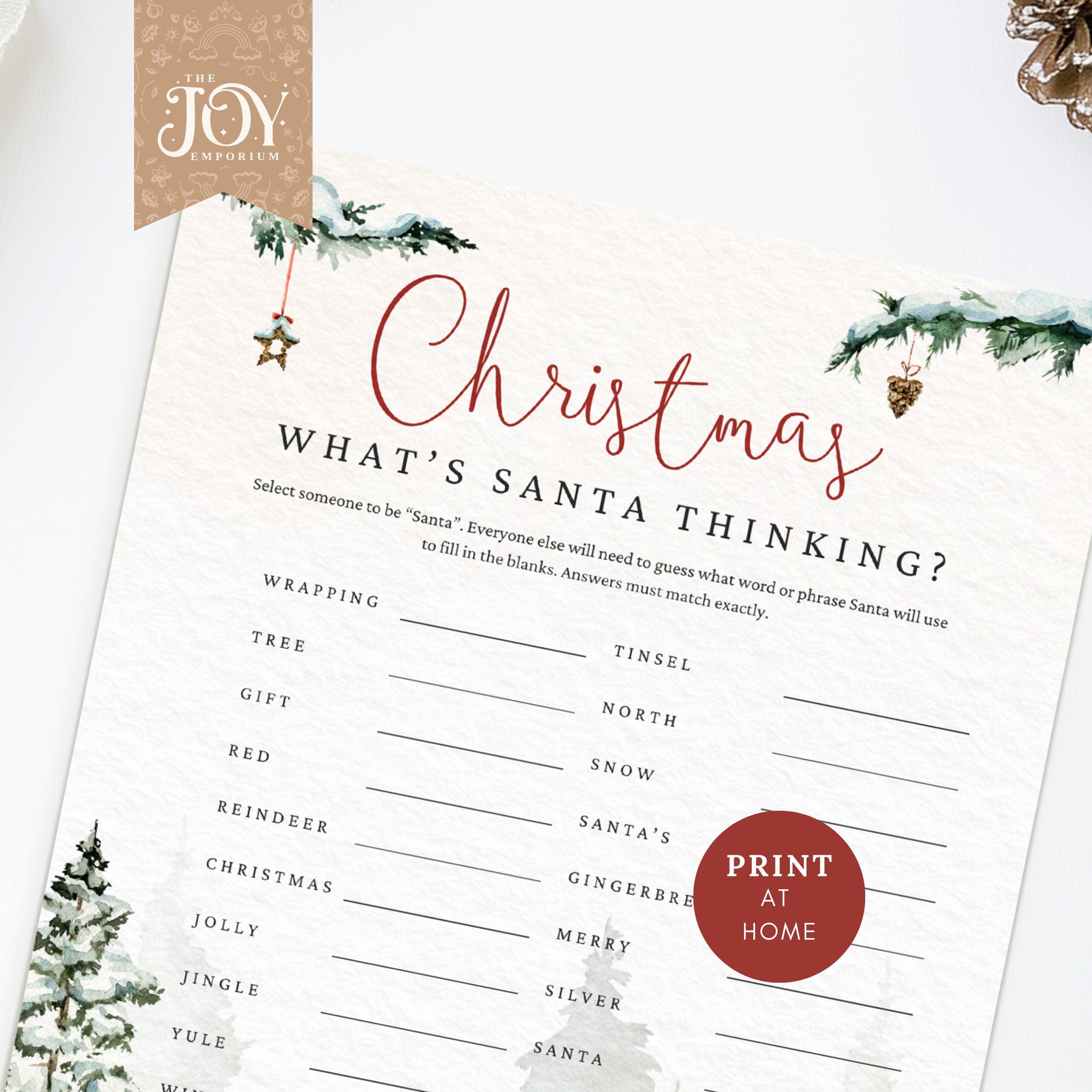 What's Santa Thinking | Fun Word Game | Christmas Word Game | Holiday ...