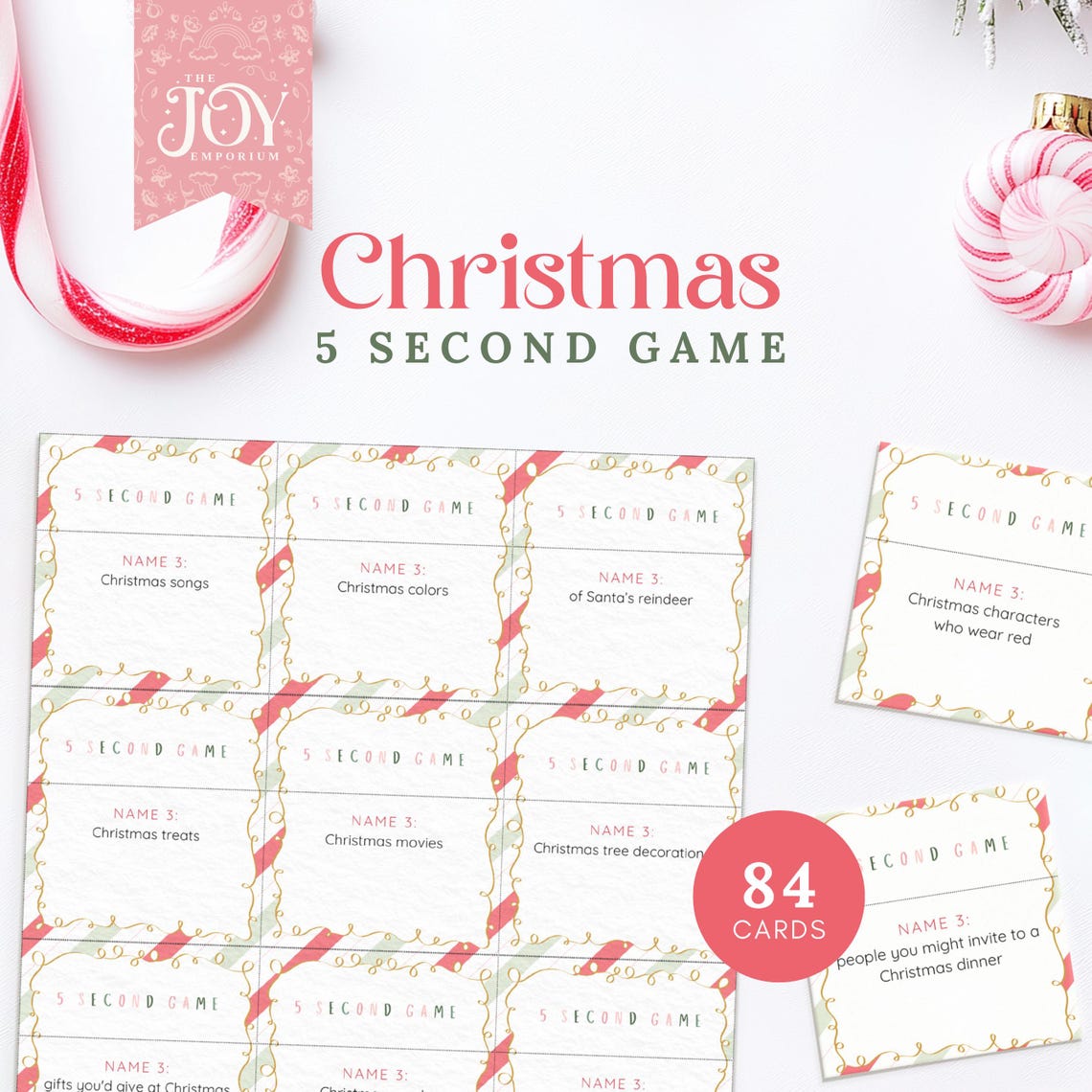 5 Second Christmas Game | Digital Download | Christmas Games | Fun ...