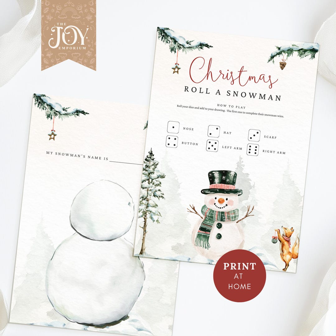 Christmas Roll A Snowman Game | Printable Family Activity | Fun Holiday ...