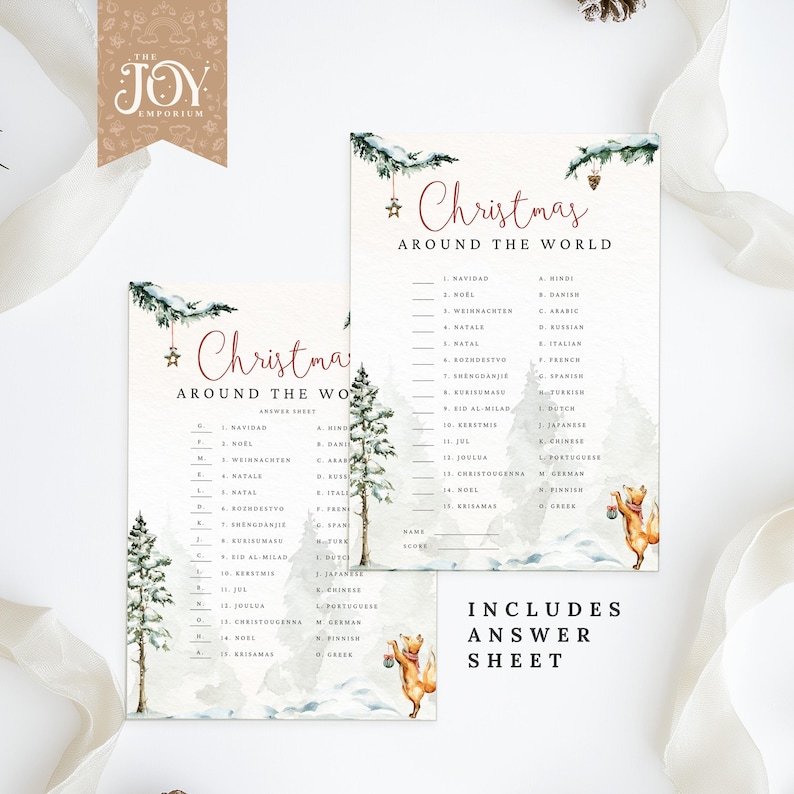 Christmas Around the World Game | Printable Holiday Party Game | Fun ...