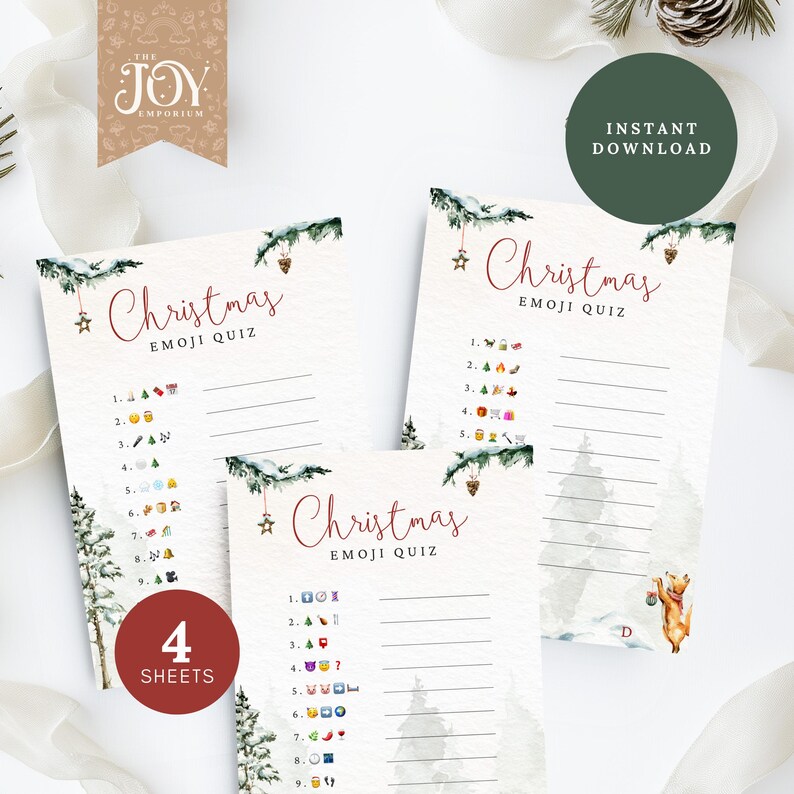 Printable Christmas Emoji Game | Family Party Fun | Holiday Trivia Game ...