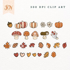 Cute Mushroom Clip Art | Autumn Clip Art | Seamless Pattern | Fall ...