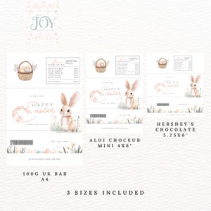 Easter Bunny Chocolate Bar Wrapper: Watercolor Design (digital Download ...