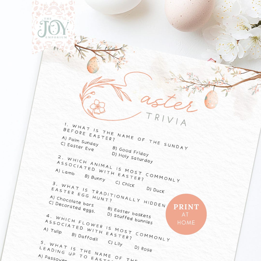 Easter Trivia Game | Fun Family Activity | Printable Easter Quiz ...