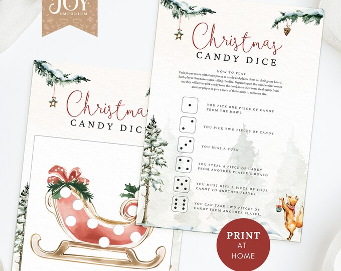 Christmas Candy Dice Game | Printable Christmas Game | Christmas ...